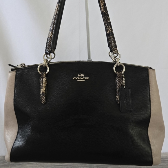 Coach | Bags | Coach Christie Black Nude Colorblock Carryall Satchel ...